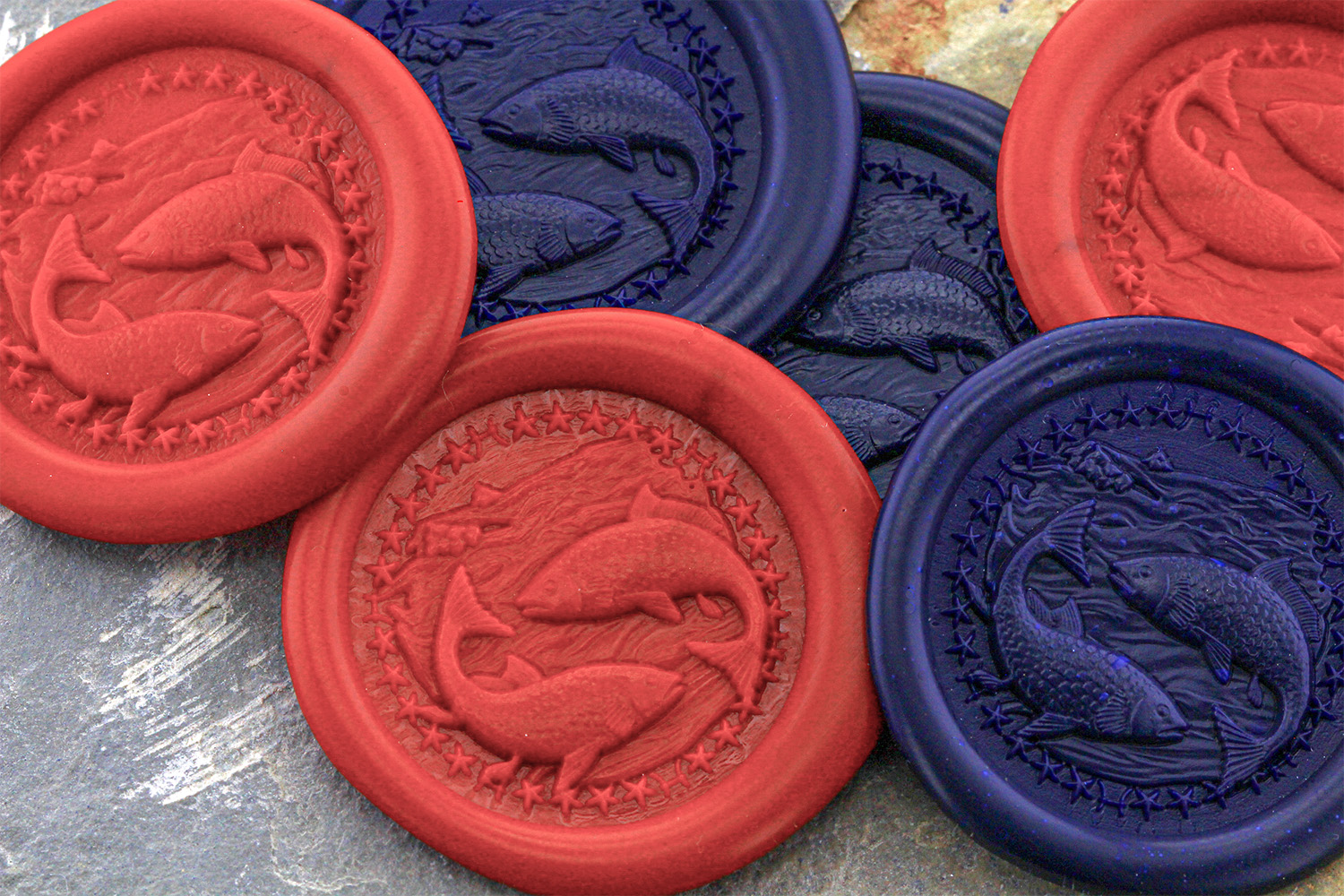 Handmade Jewellery UK Odissa - Pisces sign Peel and Stick Wax Seals