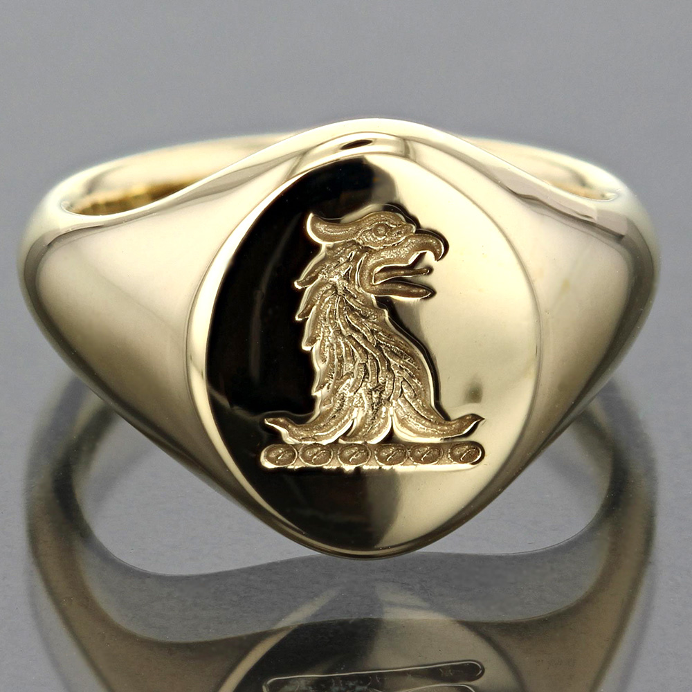 3D Laser Engraved Gold Signet Ring 3D Laser Engraved Gold Signet Ring